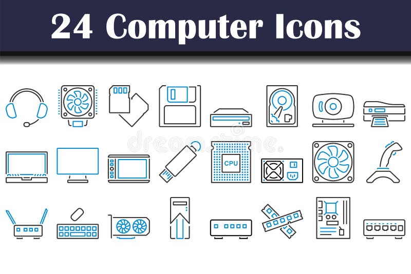 Computer Icon Set stock vector. Illustration of electronic - 248242965