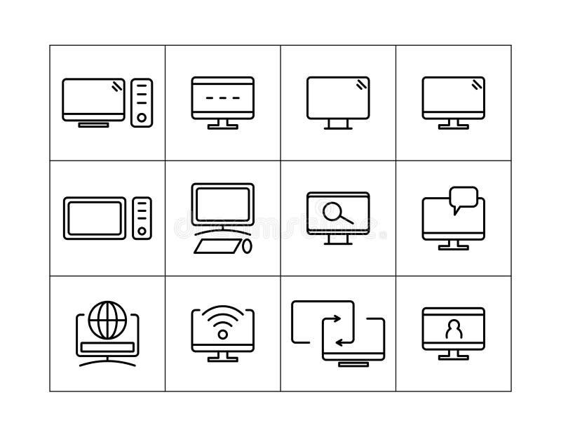 Computer Icon. Set of Computer Icons. Communications Icons Stock Vector ...