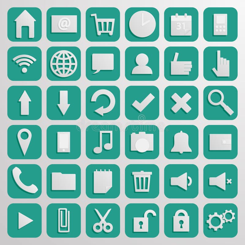 Computer Icon Set Origami Style Stock Vector - Illustration of clip ...