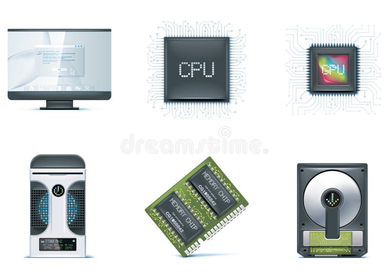 Vector White Computer Icon Set. Part 4 Stock Vector - Illustration of ...