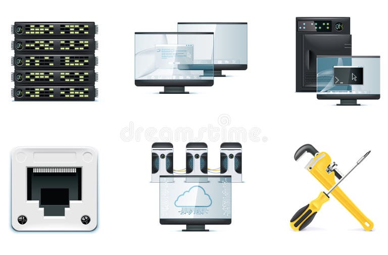 Computer icon set. Part 2 stock vector. Illustration of connection ...