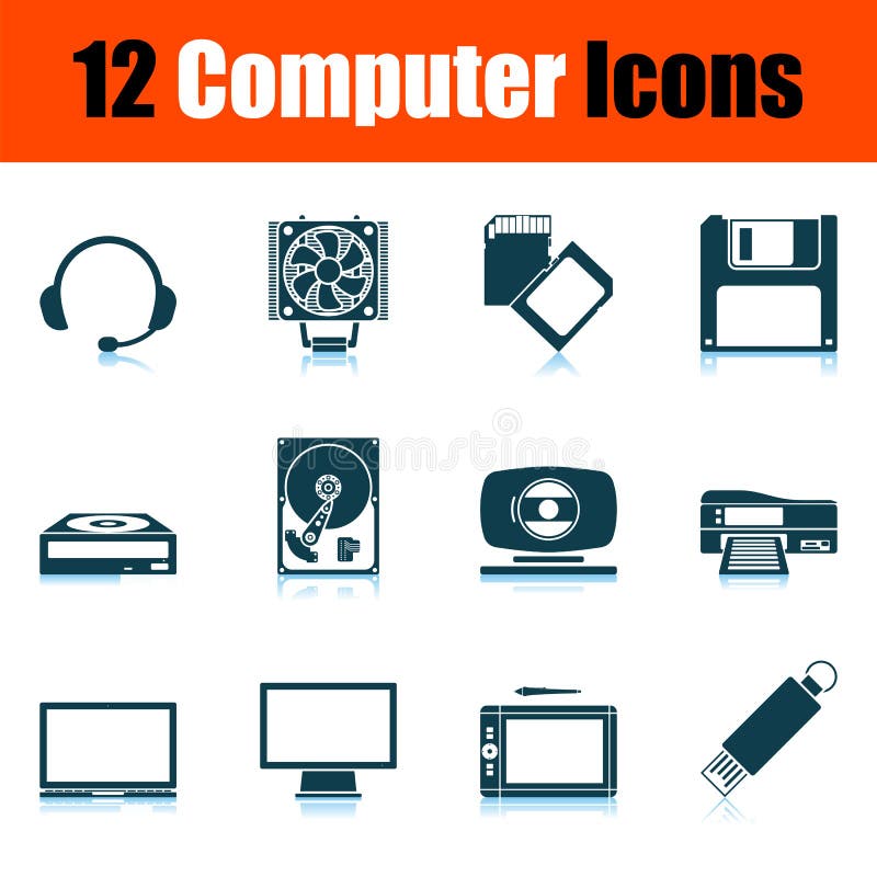 Computer Icon Set stock vector. Illustration of shadow - 146071297