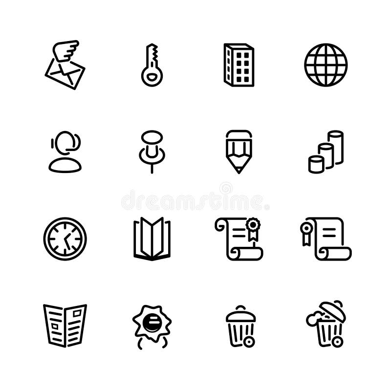 Computer Icon Set (black and White Colors) Stock Vector - Illustration ...