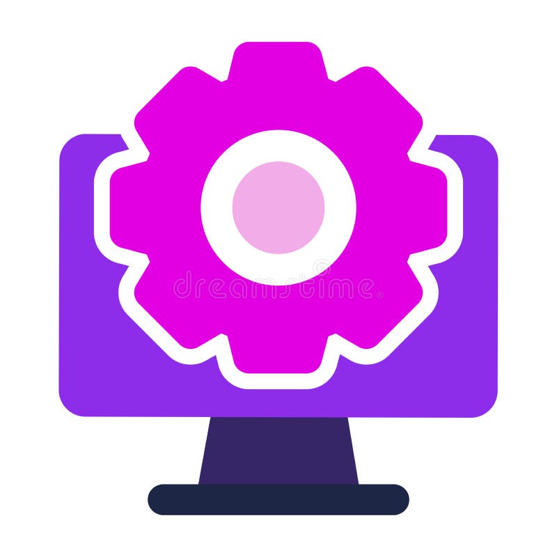 Computer Cpu Icon Vector. Computer Cpu with Battery Power Icon. Solid ...