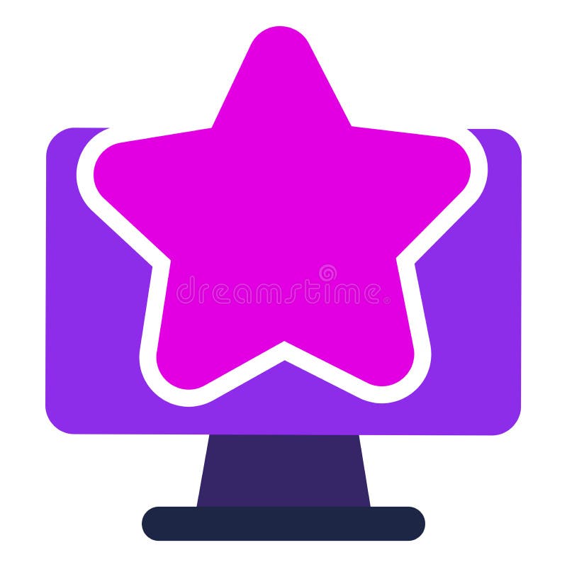 Computer Icon. Computer with Star Stock Vector - Illustration of ...