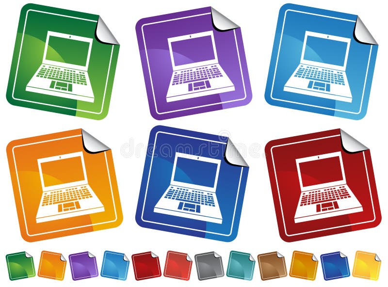 Computer Icon Stickers stock vector. Illustration of style - 9383098