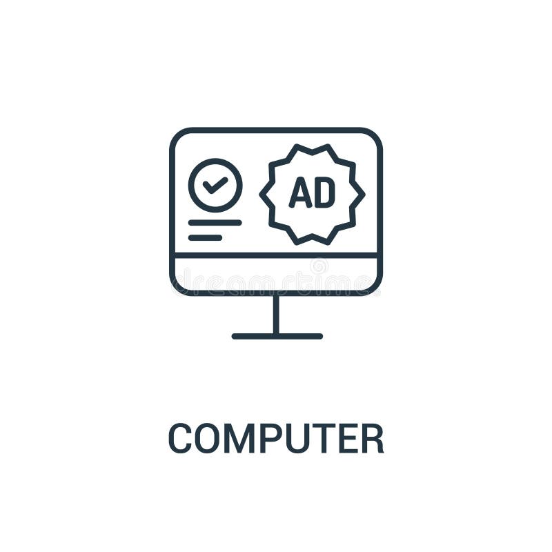 Computer Icon Vector From Ads Collection Thin Line Computer Outline Icon Vector Illustration