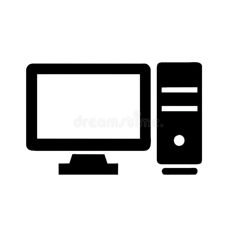 Computer Icon Vector. Black Symbol on White Background. Flat Style ...