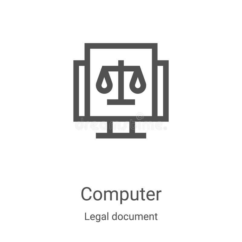 Computer Icon Vector from Legal Document Collection. Thin Line Computer ...