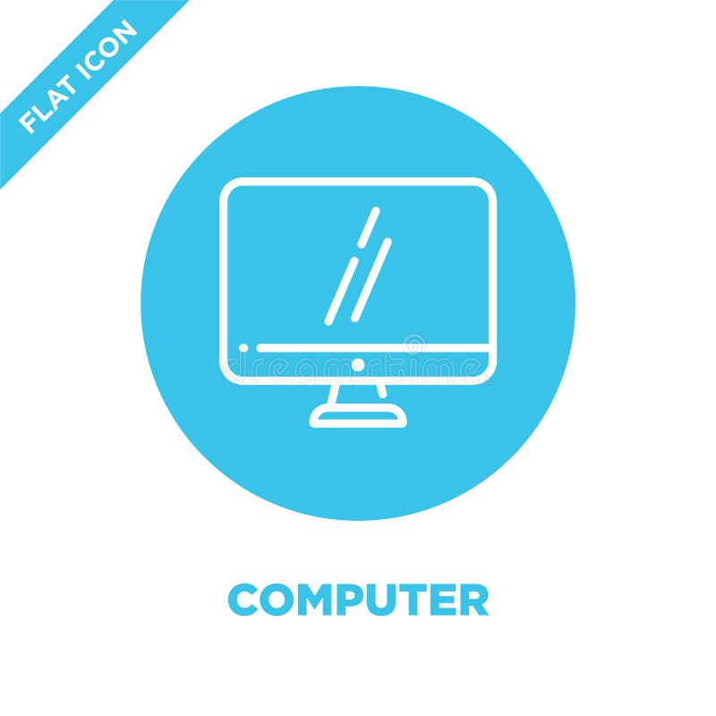 Computer Icon Vector. Thin Line Computer Outline Icon Vector ...