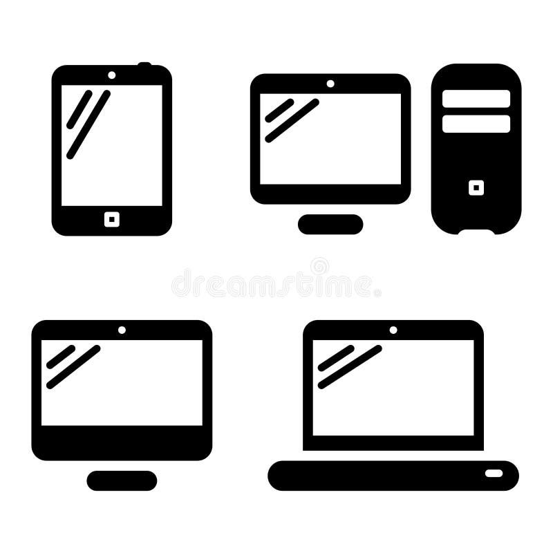 Mobile, Tablet, Laptop, Computer Gadget Icon Set Stock Vector ...
