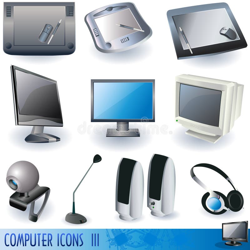 Computer icons set stock vector. Illustration of electronics - 13596887