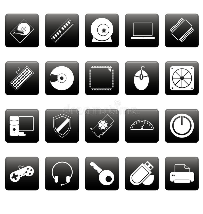 Computer Icons on Black Squares Stock Vector - Illustration of flash ...