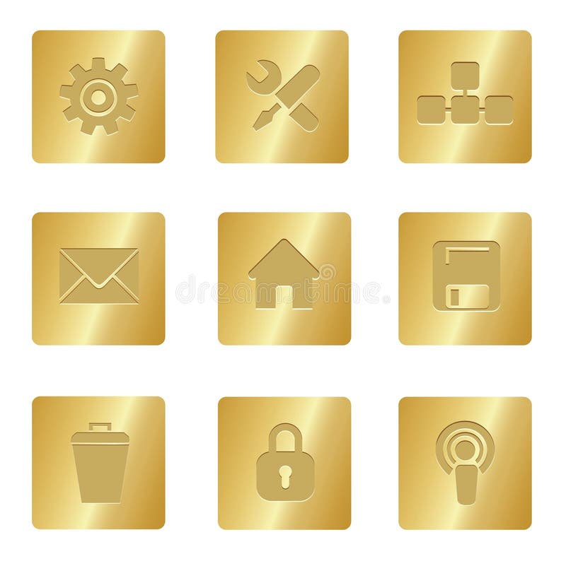 E-mail Web Icons on Bronze Bar Stock Vector - Illustration of search ...