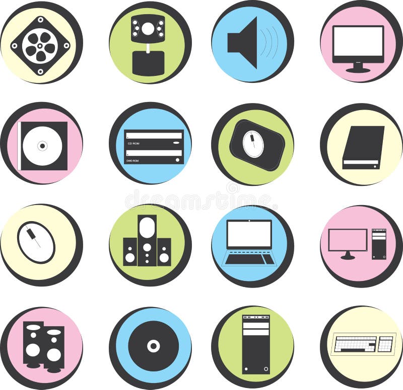 Computer Icons in the Circle Stock Vector - Illustration of computer ...