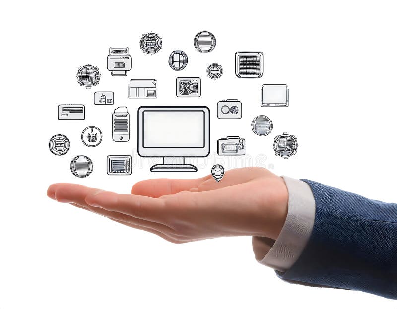 Computer Icons Concept Hand Holding Blank Space on White Stock ...