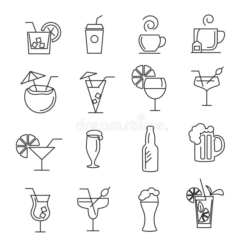 Drinks Icons Mixed Stock Illustrations – 214 Drinks Icons Mixed Stock ...
