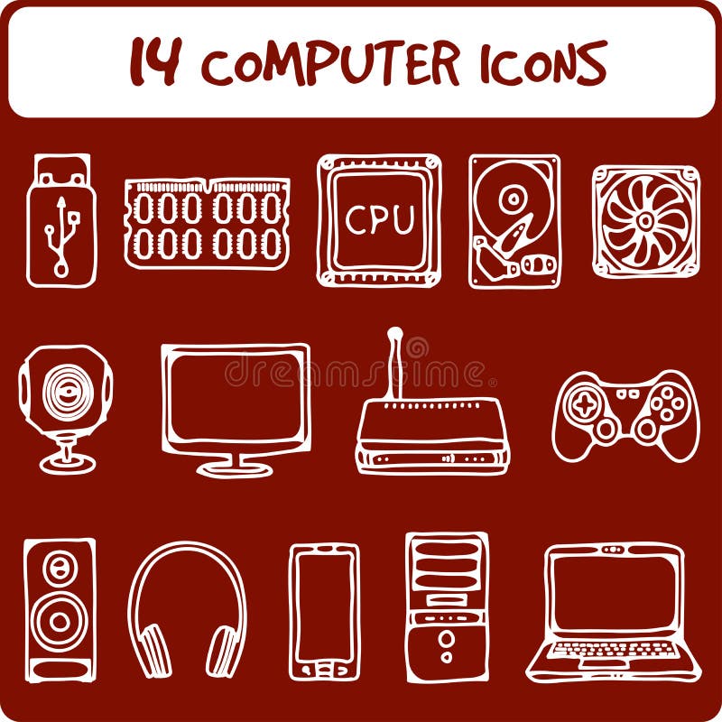 Computer icons stock vector. Illustration of sketch, screen - 37194473