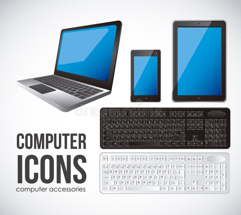 Computer icons stock vector. Illustration of laptop, black - 30384926