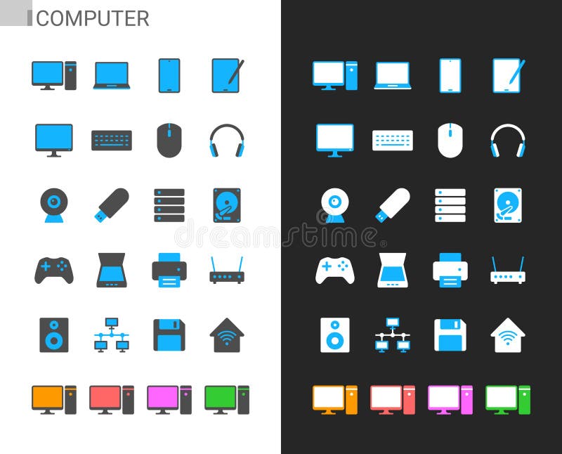Computer Icons Light and Dark Theme Stock Vector - Illustration of ...