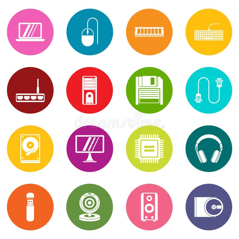 Computer Icons Many Colors Set Stock Vector - Illustration of symbol ...