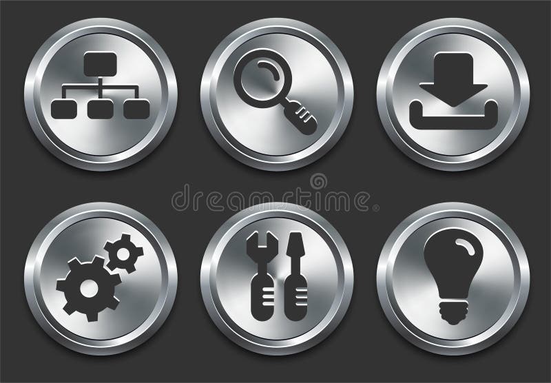 Computer Icons On Metal Internet Button Stock Illustration ...
