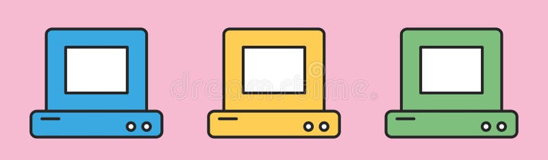 Computer Icons. PC User Interface from the 90s. Retro Style. Old Design ...