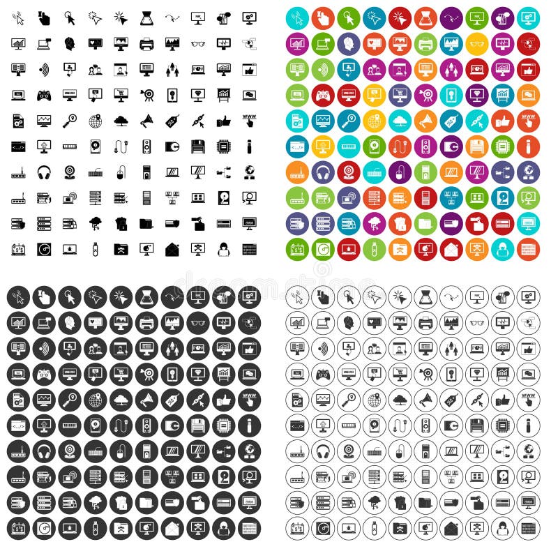 100 Computer Icons Set Vector Variant Stock Vector - Illustration of ...