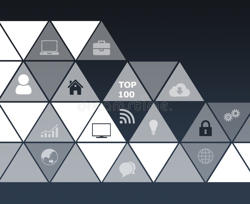Computer Icons in a Triangle on Dark Background. Stock Illustration ...