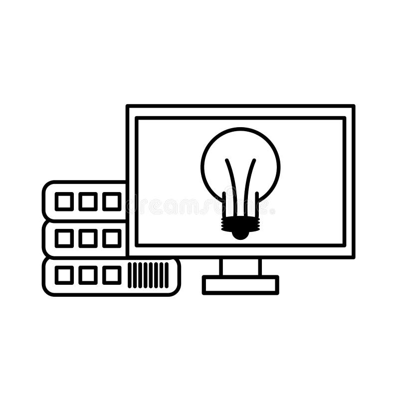 Computer with Idea and Database Stock Vector - Illustration of ...