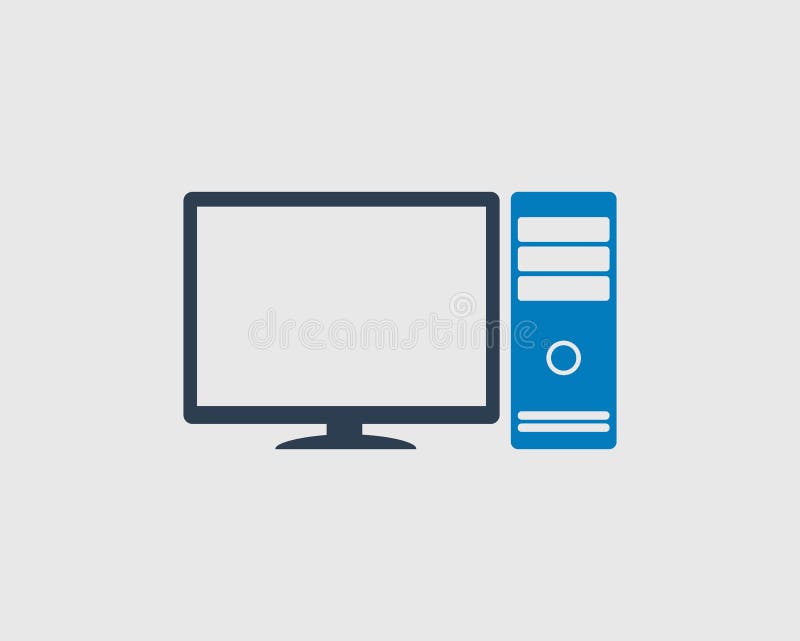 Computer-Ikone mit Monitor vektor abbildung. Illustration von gehäuse ...
