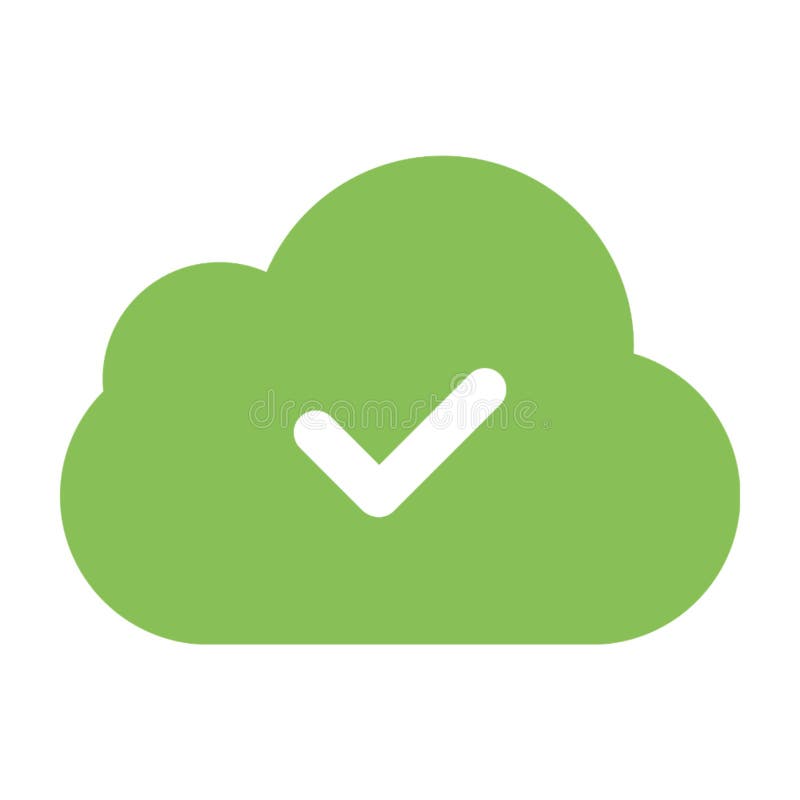 Cloud Check Mark Line Icon. Aproved Access Tick Symbol. Cloud Computing ...