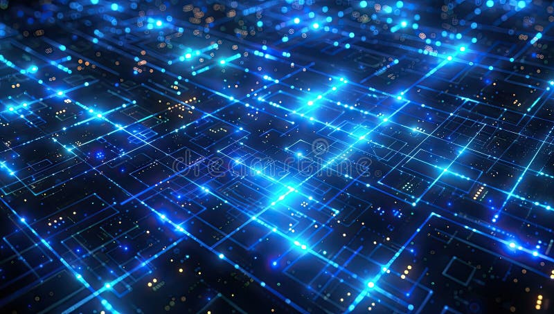 Computer Image of Glowing Blue and Orange Circuit Board Stock Image ...