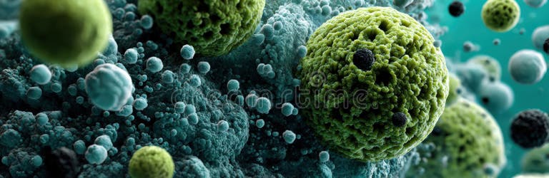 A Computer Image of a Virus Surrounded by Water Bubbles Stock Photo ...