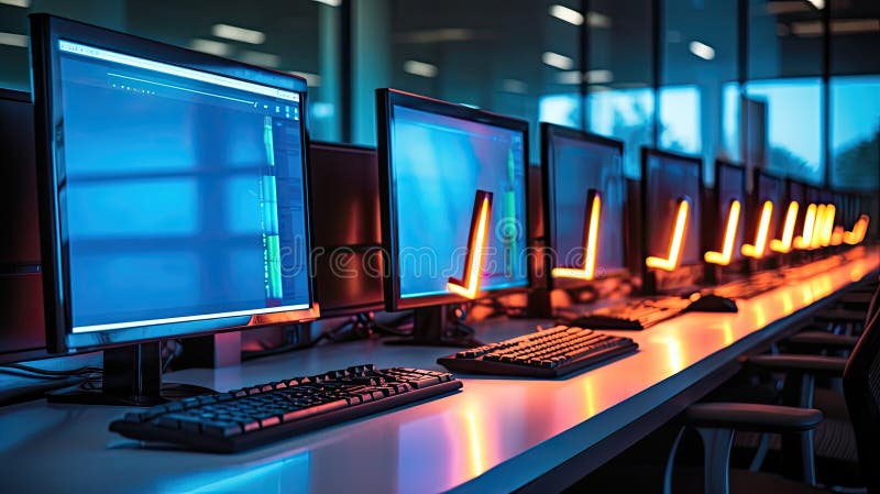 Computer indicator light stock illustration. Illustration of workplace ...