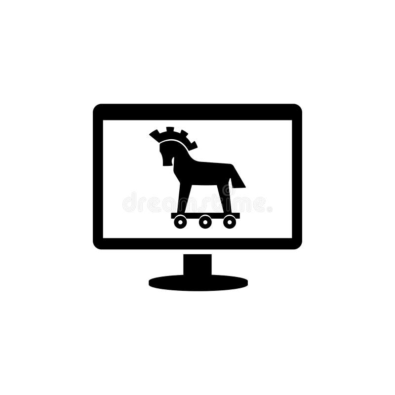Computer Infected with a Malicious Trojan Horse. Silhouette of a Trojan ...