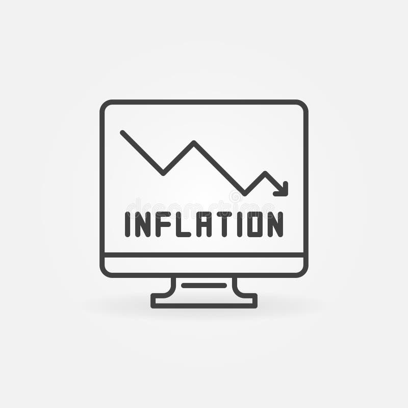 Computer with Inflation Falling Graph Vector Concept Linear Icon or ...