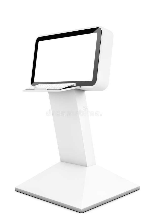White Information Stands with Touch Screen Display between Modern ...