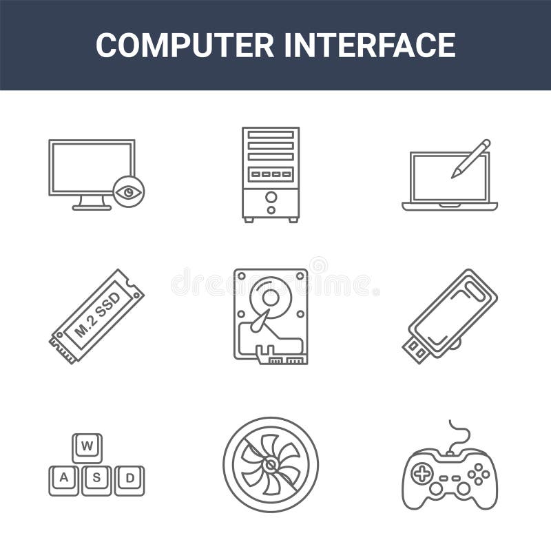 9 Computer Interface Icons Pack. Trendy Computer Interface Icons on ...