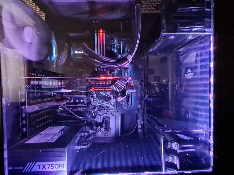 Computer interior led lit editorial image. Image of darkness - 218863730