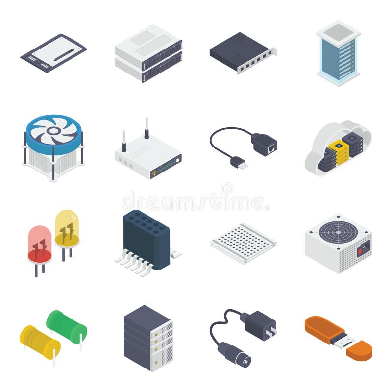 Computer Internal Component Isometric Vectors Stock Vector ...
