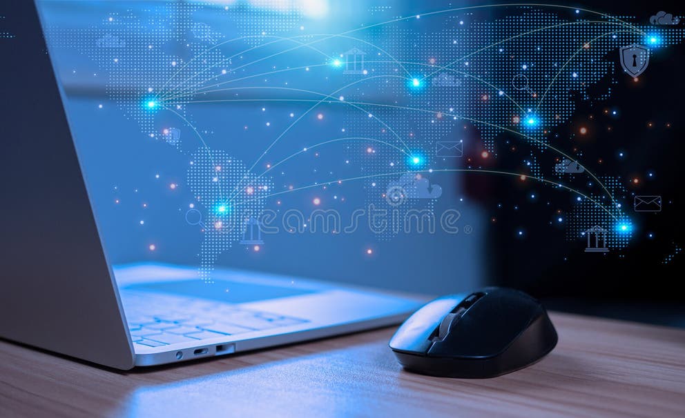 Computer and Internet Access Icon Template. Represents the Transmission ...