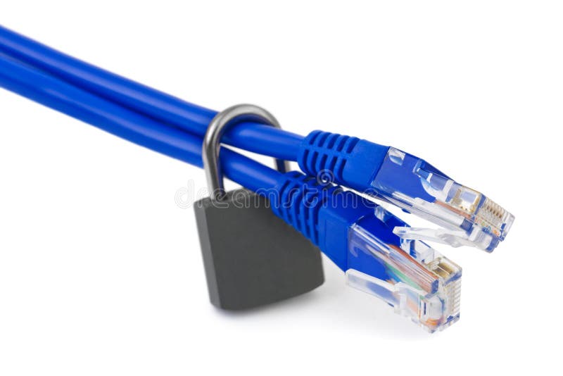 Computer Internet Cable and Lock Stock Photo - Image of network, lock ...