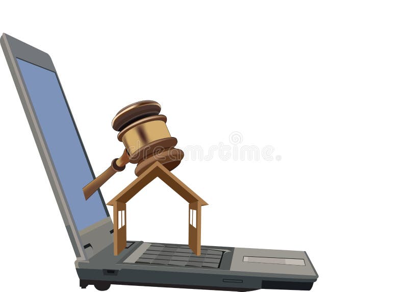 Computer Internet Connection with House Sale Auctions Stock Vector ...