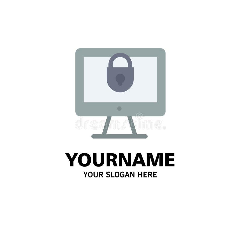 Computer, Internet, Lock, Security Business Logo Template. Flat Color ...