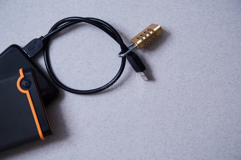 Computer or Internet Security. Data Protection Concept: External Hard ...