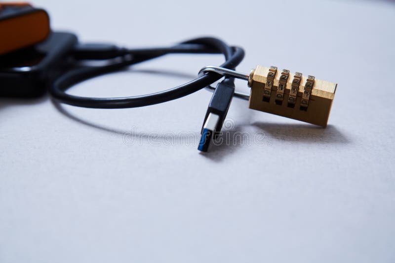 Computer or Internet Security. Data Protection Concept: External Hard ...