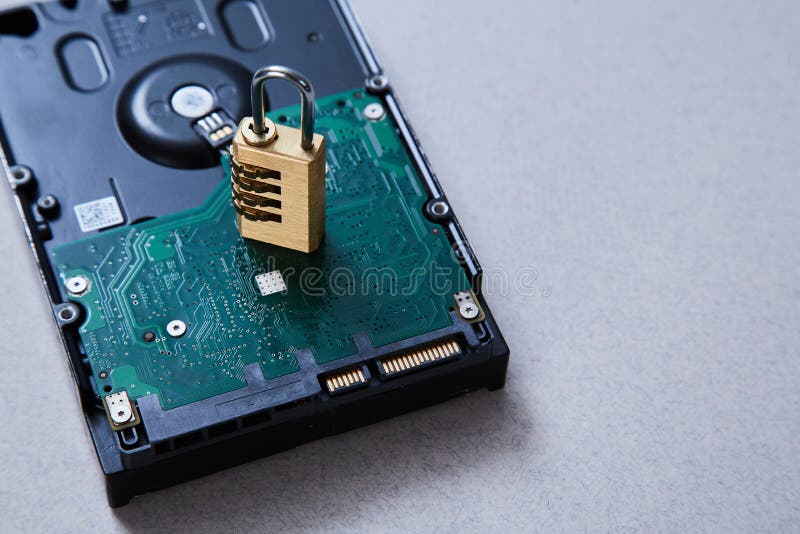 Computer or Internet Security. Data Protection Concept: Hard Drive and ...