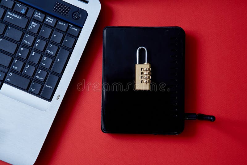 Computer or Internet Security. Data Protection Concept: Laptop, Wi-fi ...