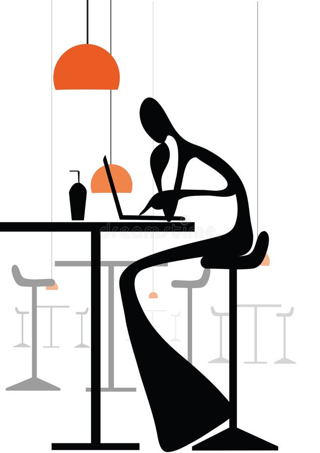 Computer Internet Shadow Man Stock Vector - Illustration of pink, light ...